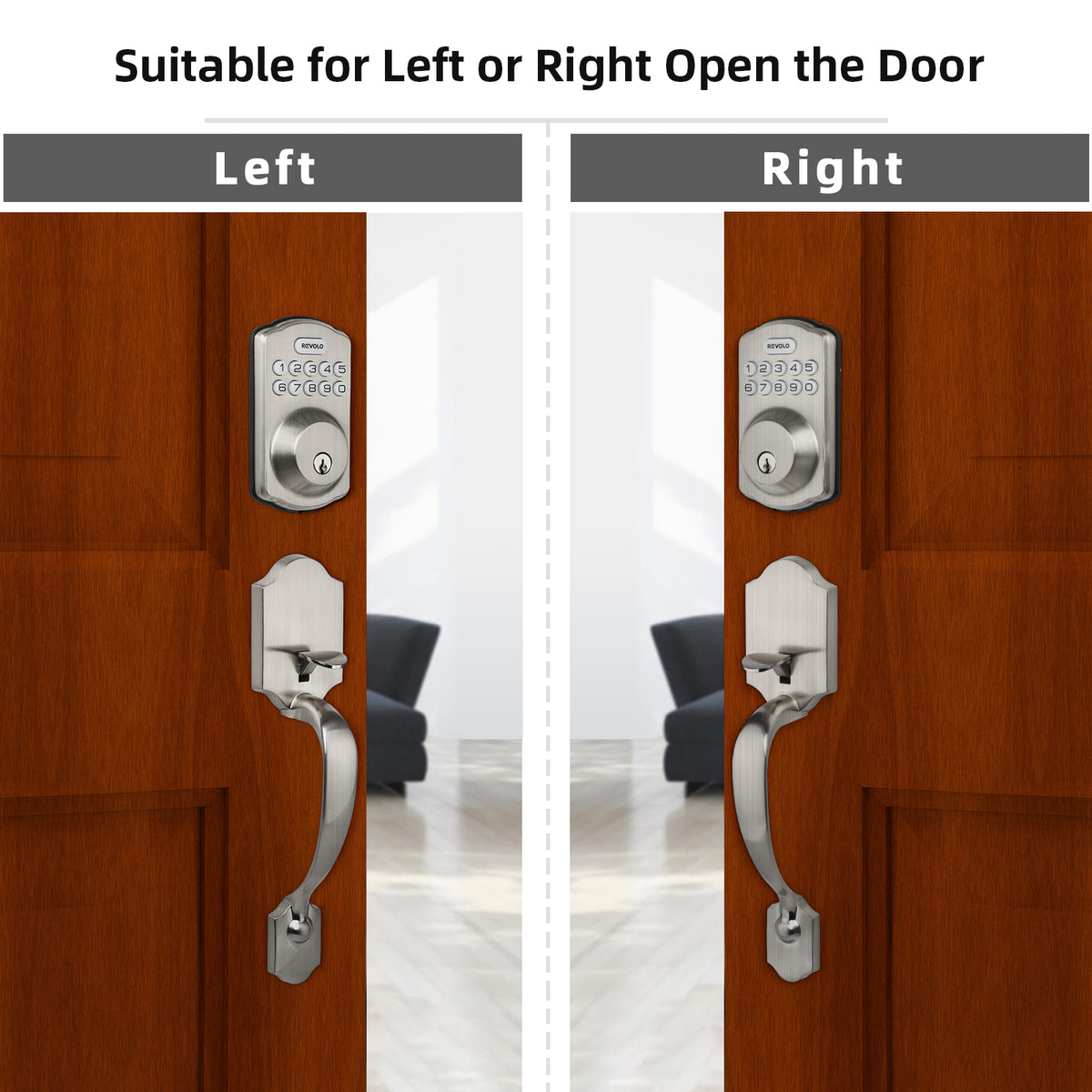 Revolo RE001 Electronic Keypad Deadbolt,Door Lock with Handle, Front D